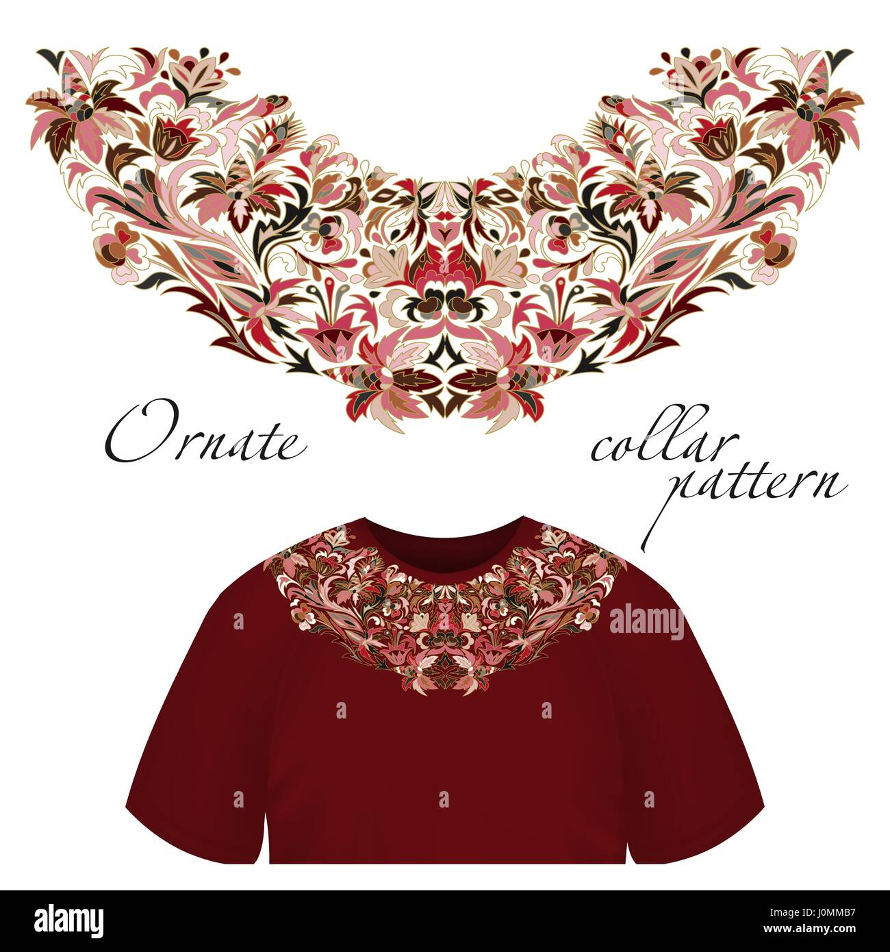 Neck print vector floral design. Fashion white lace collar. Vector ...