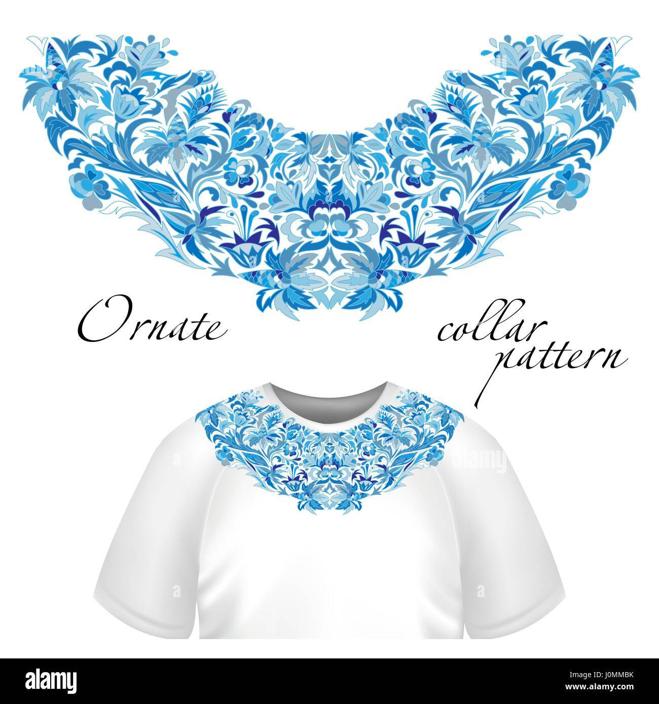 Neck print vector floral design. Fashion white lace collar. Vector ...