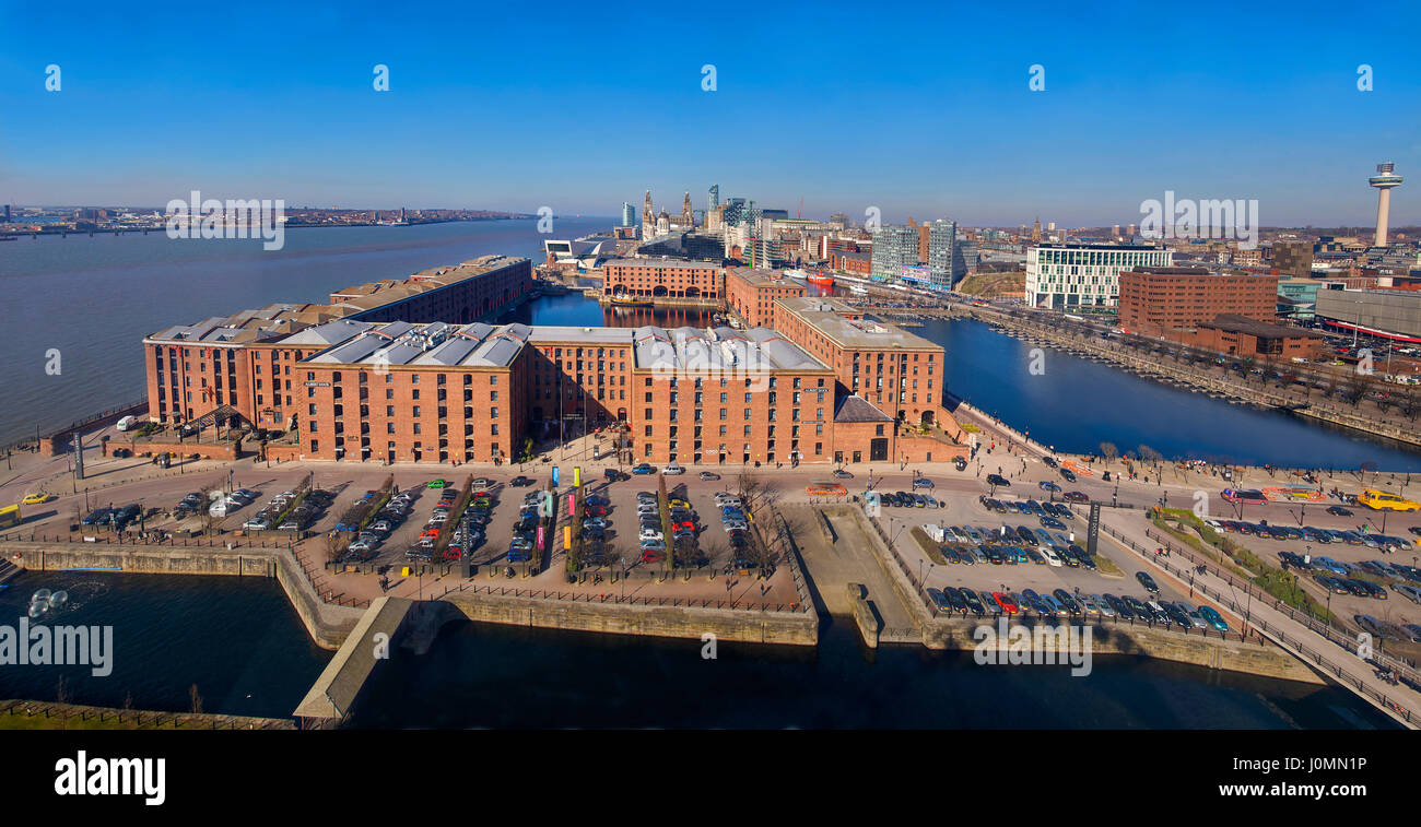 Albert Dock aerial panorama Stock Photo - Alamy