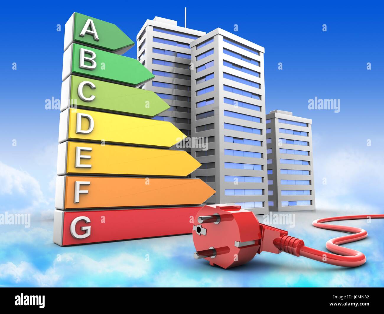 3d illustration of building and energy rating Stock Photo - Alamy