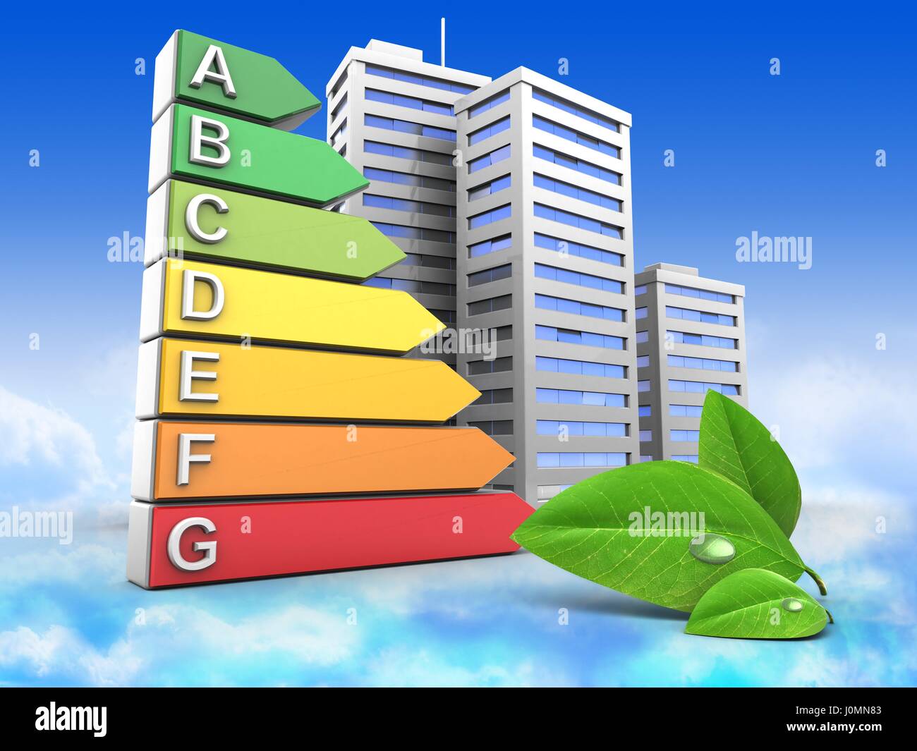 3d illustration of building and energy rating Stock Photo - Alamy