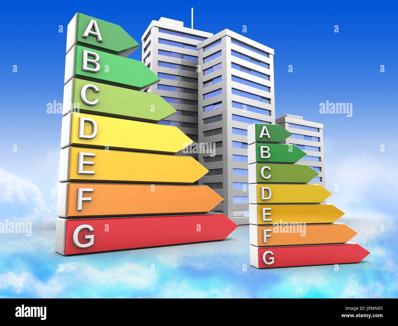 3d illustration of building and energy rating Stock Photo - Alamy