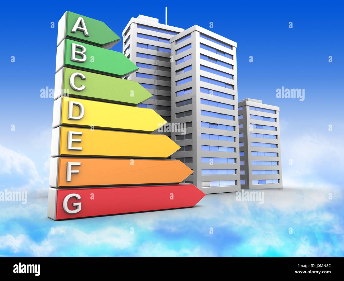 3d illustration of building and energy rating Stock Photo - Alamy