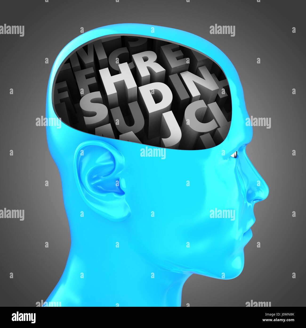 Human head with letters of the alphabet hi-res stock photography and ...