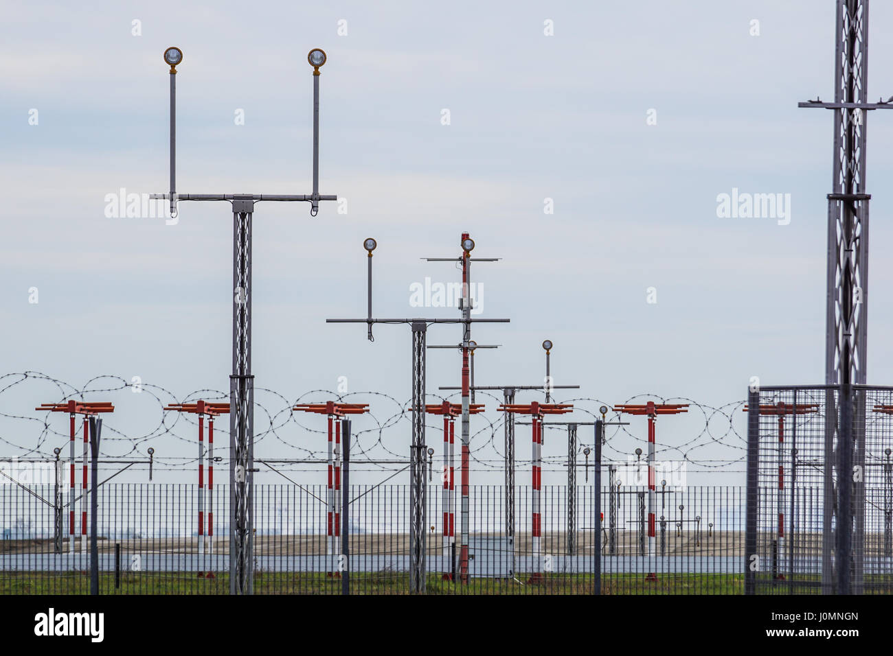 landing light Directional sign markings on the tarmac of runway at a ...