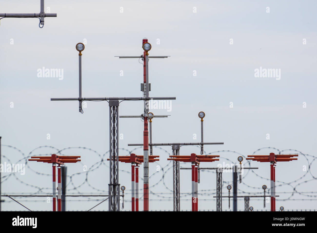 landing light Directional sign markings on the tarmac of runway at a ...
