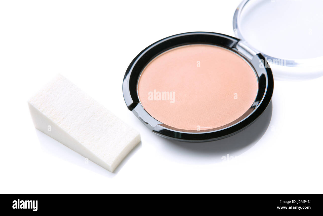 basic powder makeup isolate on white Stock Photo - Alamy
