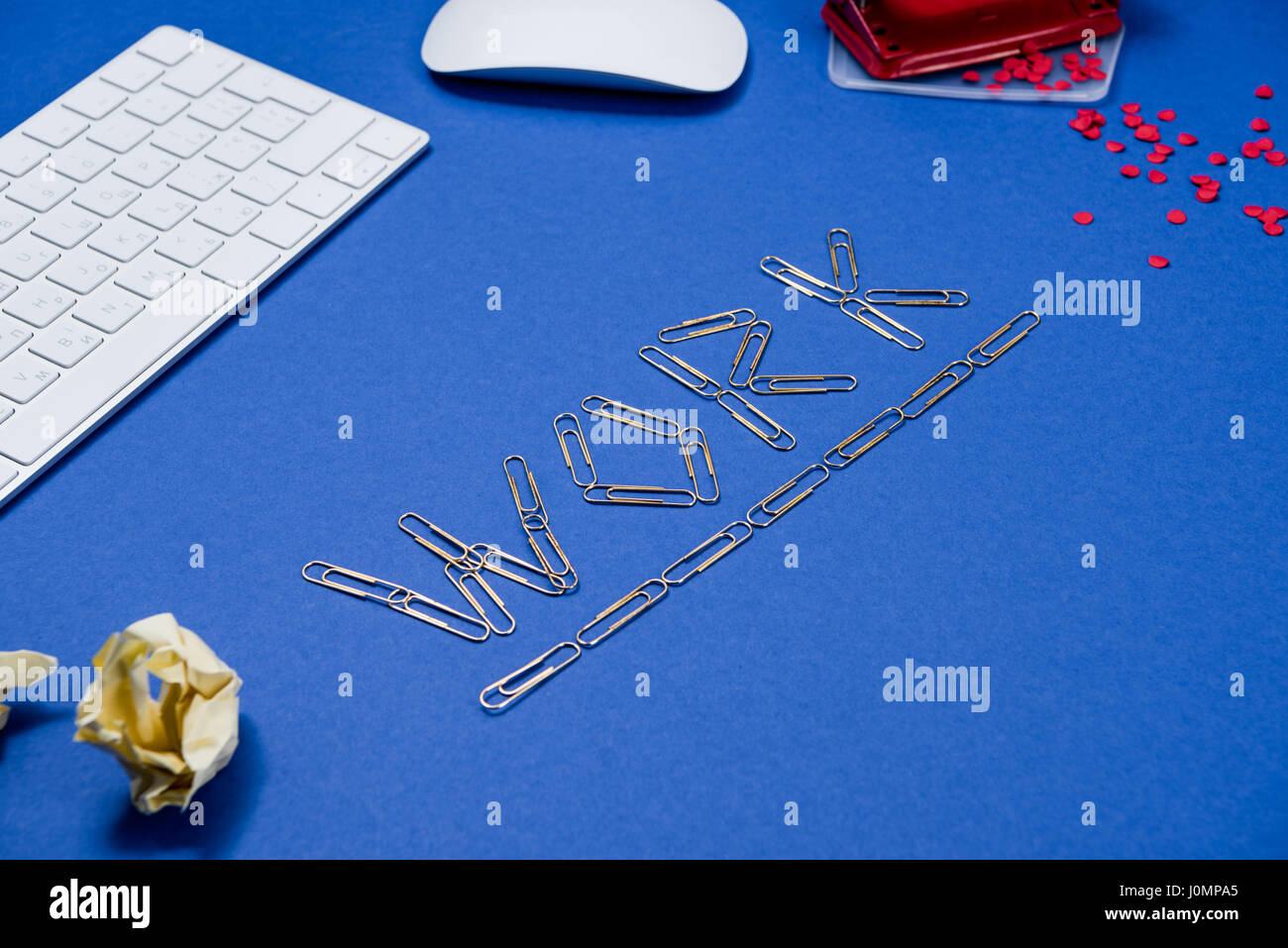 side view of work lettering and keyboard on office table Stock Photo ...