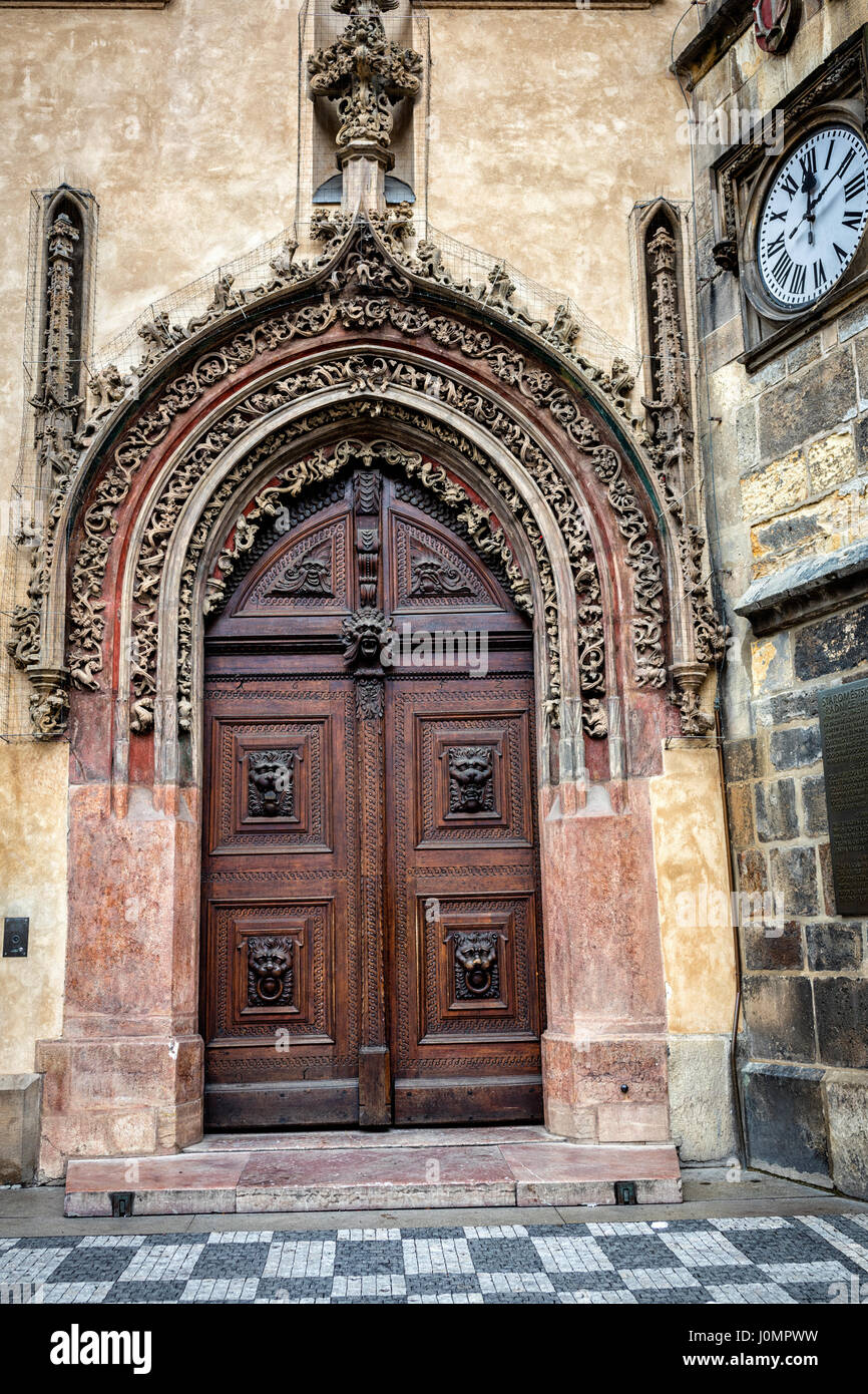 Old gate in baroque style with lion heads in Prague Stock Photo - Alamy