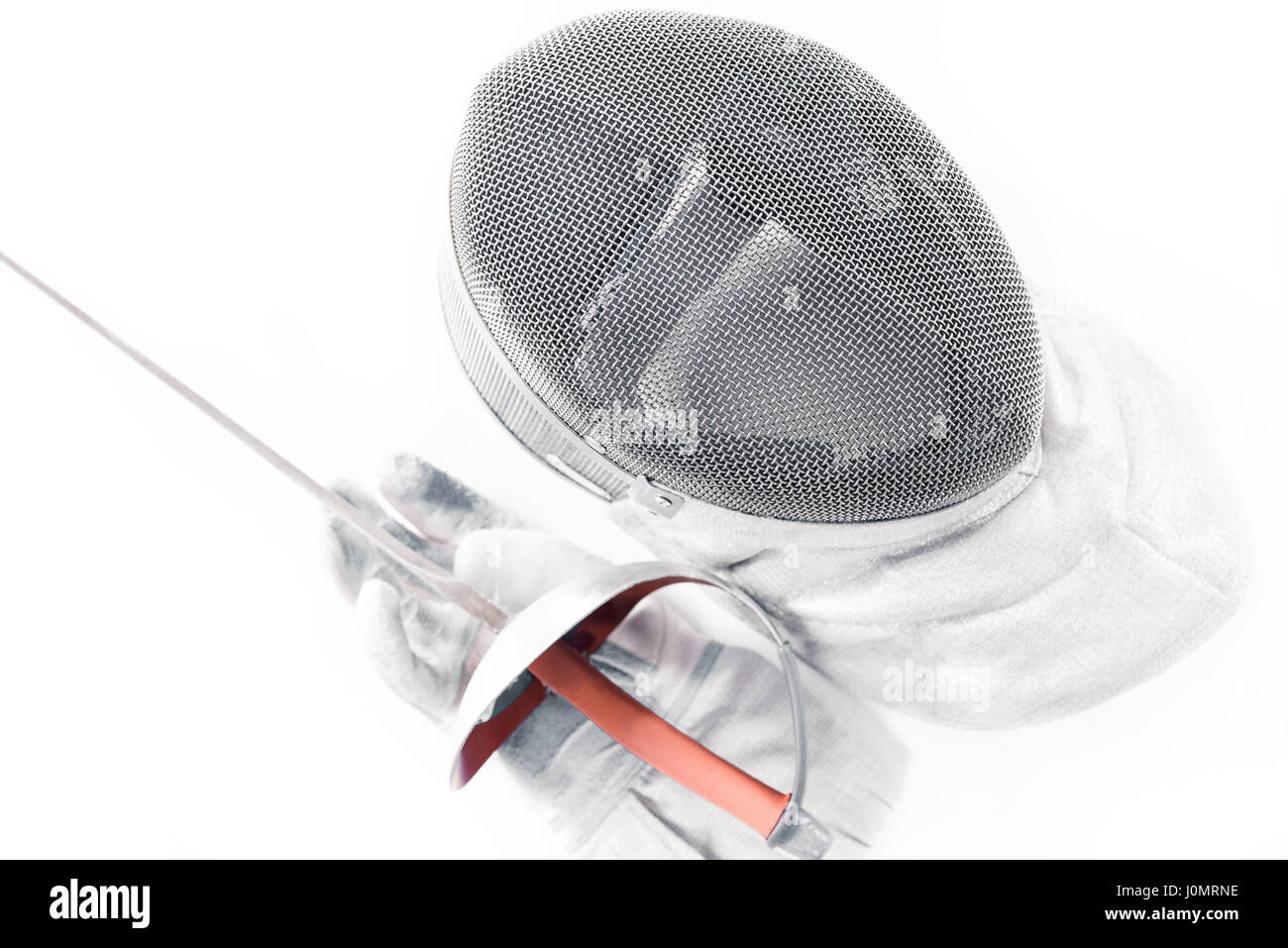 Professional fencing equipment, mask, glove and rapier isolated on ...