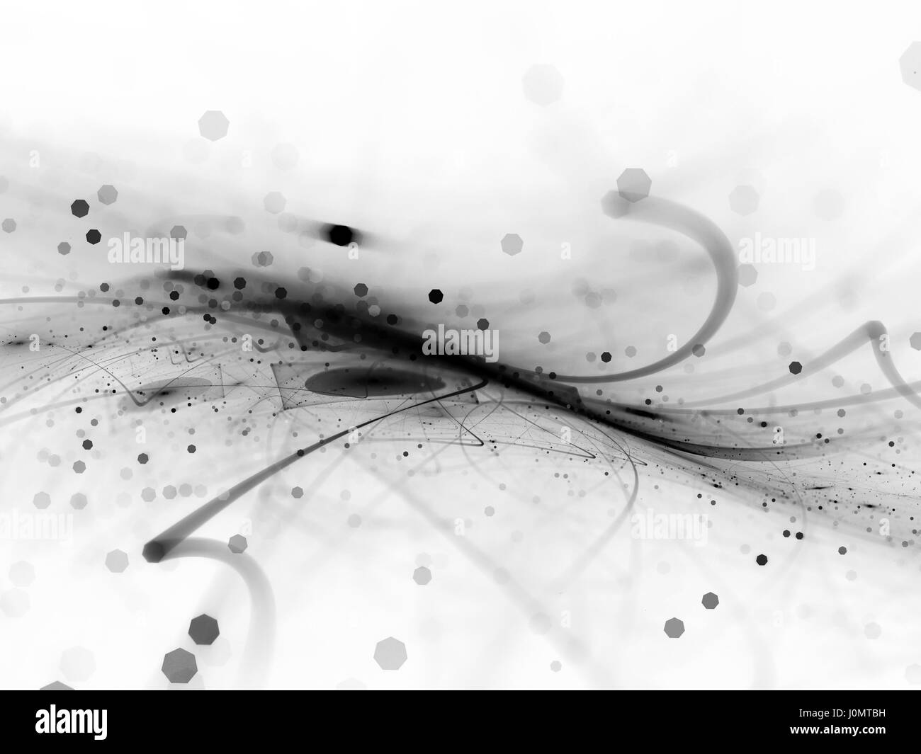 New technology flow in space black and white, computer generated ...