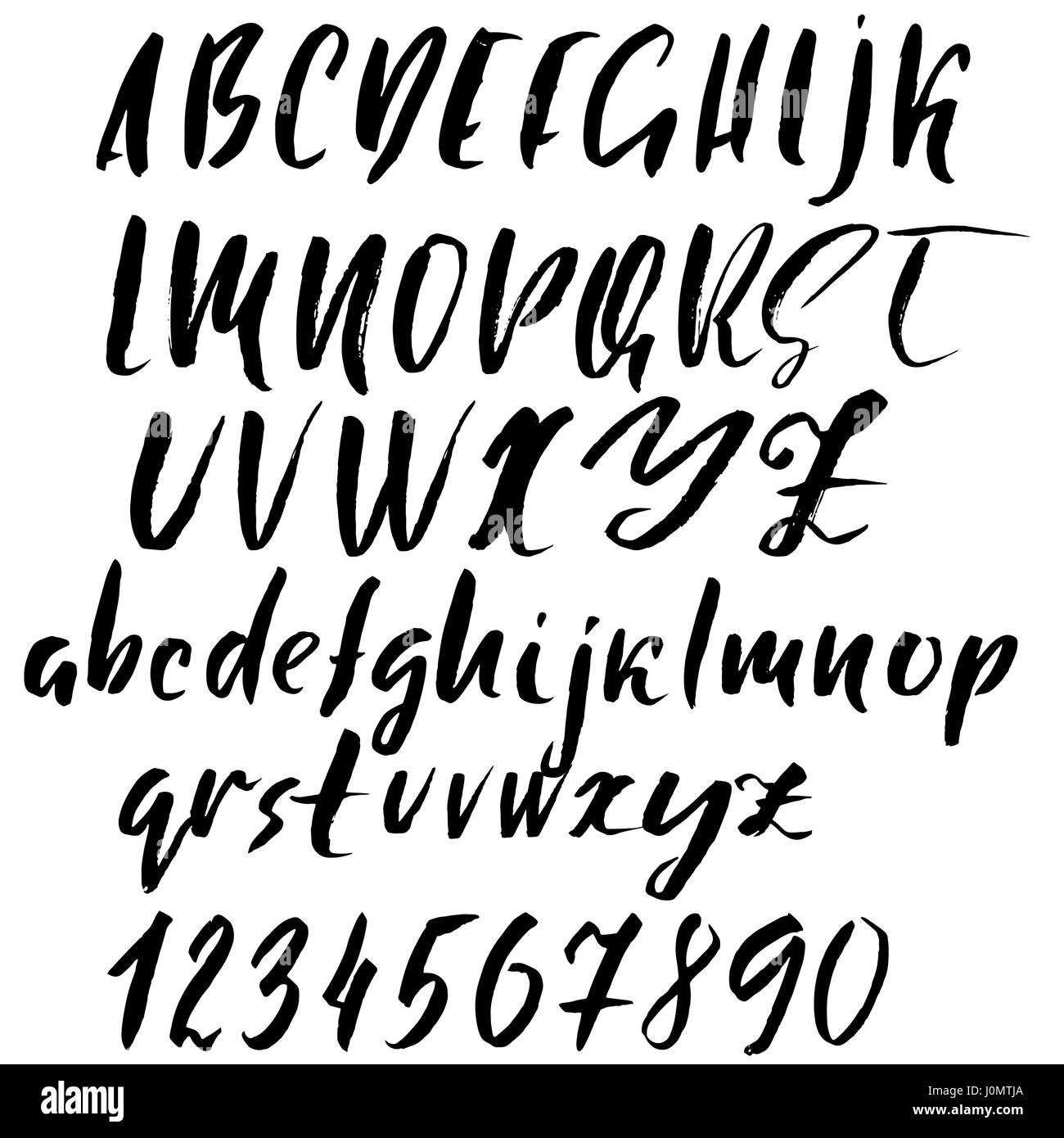 Hand drawn dry brush font. Modern brush lettering. Grunge style ...