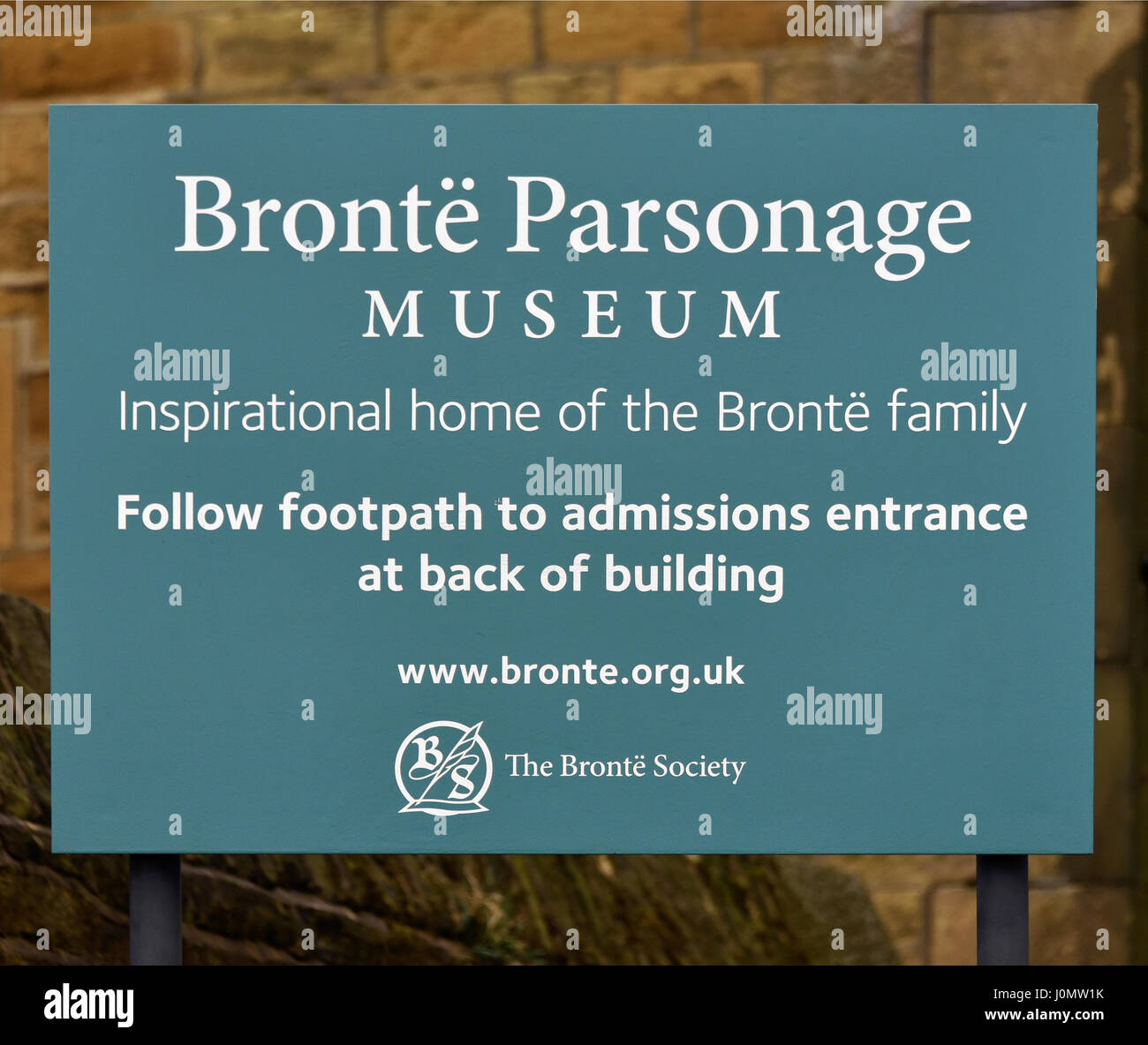 Signboard. Bronte Parsonage Museum, Haworth, West Yorkshire, England ...
