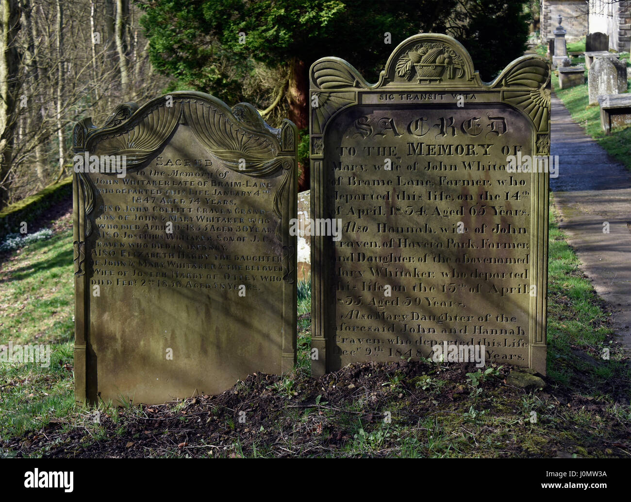 Victorian gravestones in churchyard. Church of Saint Michael and Saint ...