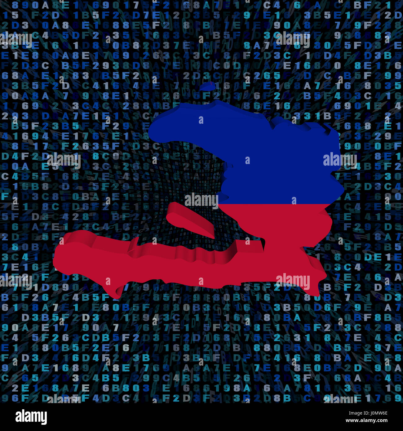 Haiti map flag on hex code illustration Stock Photo - Alamy