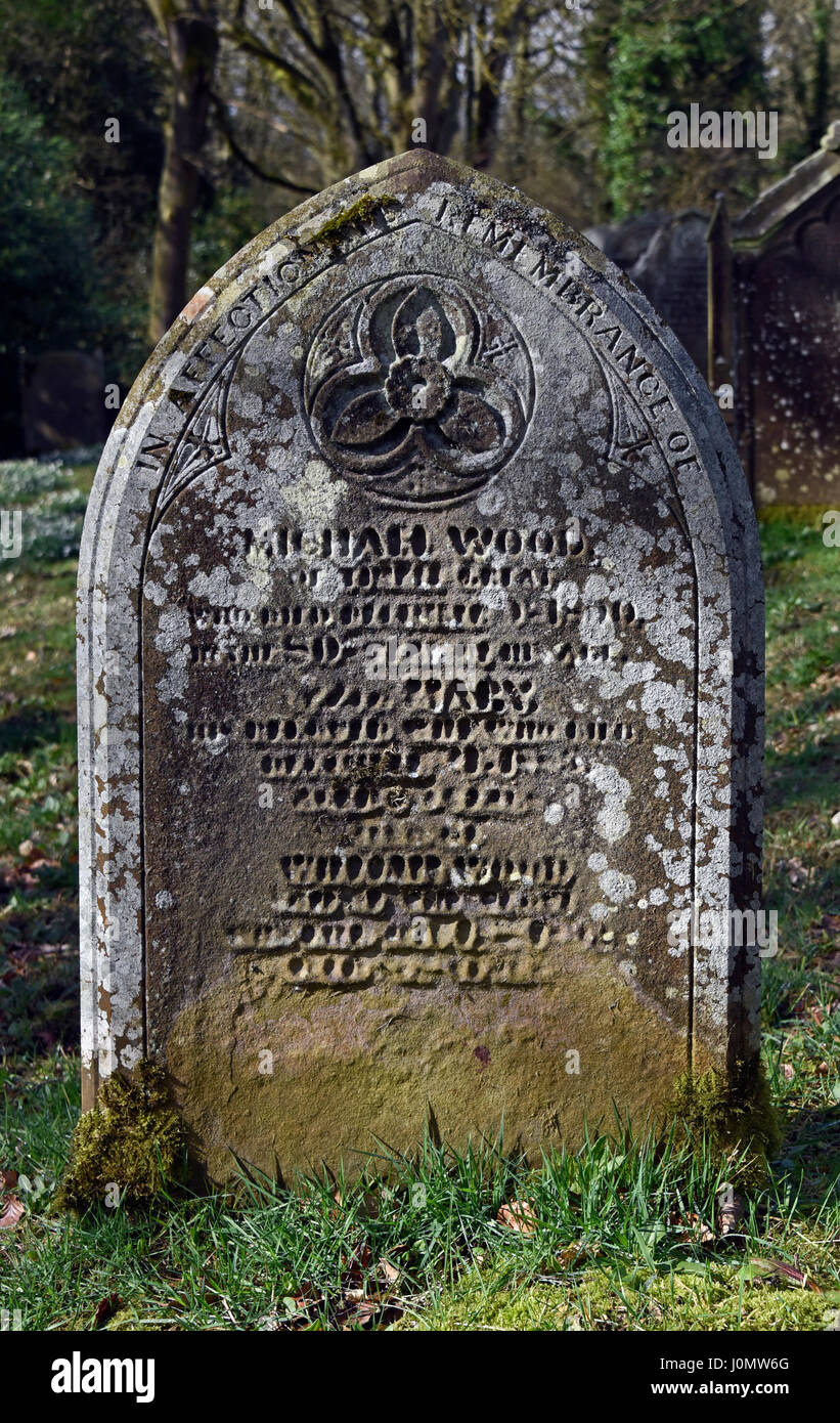 Badly eroded gravestone. Church of Saint Michael and Saint Lawrence ...