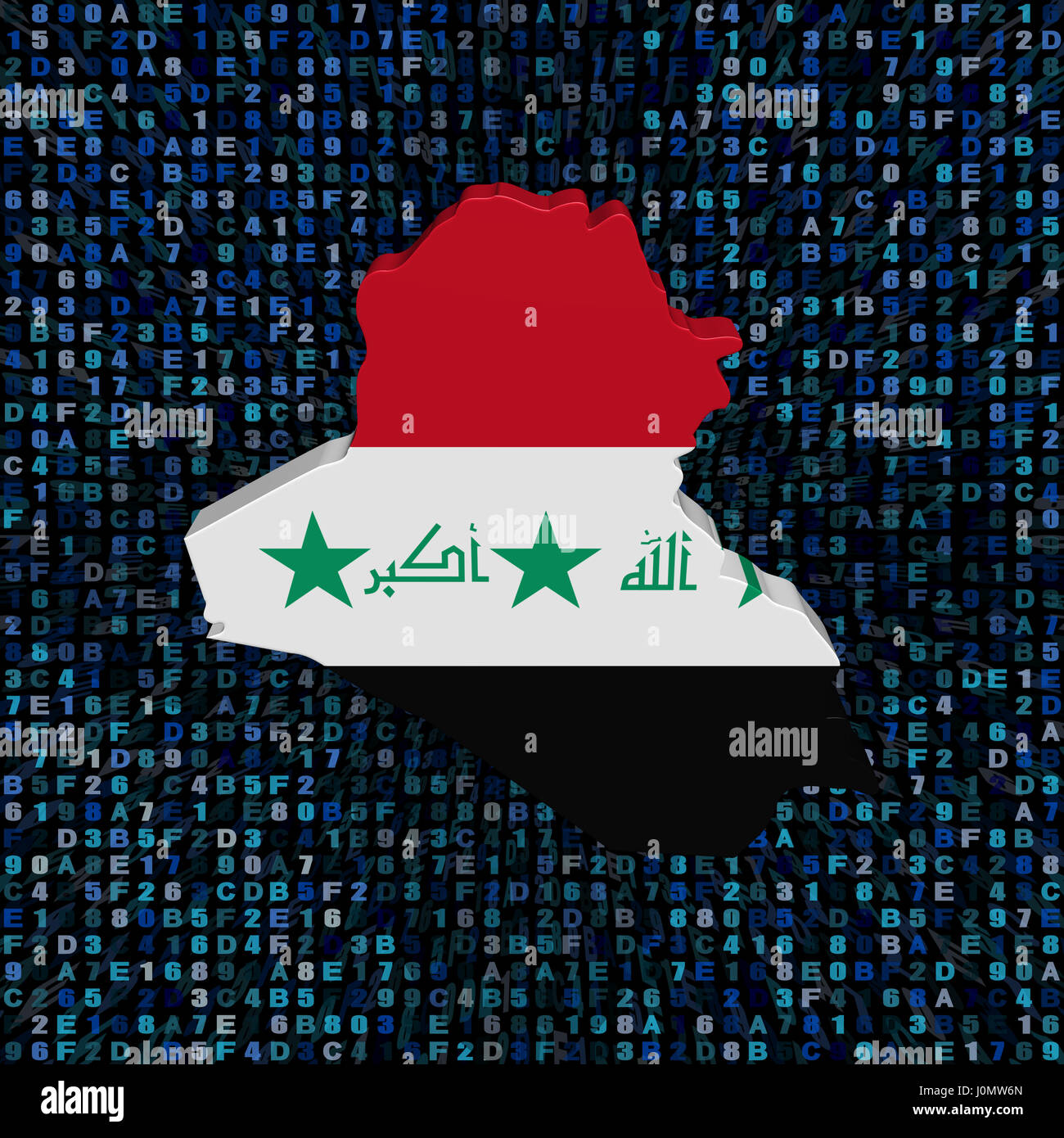 Iraq map flag on hex code illustration Stock Photo - Alamy
