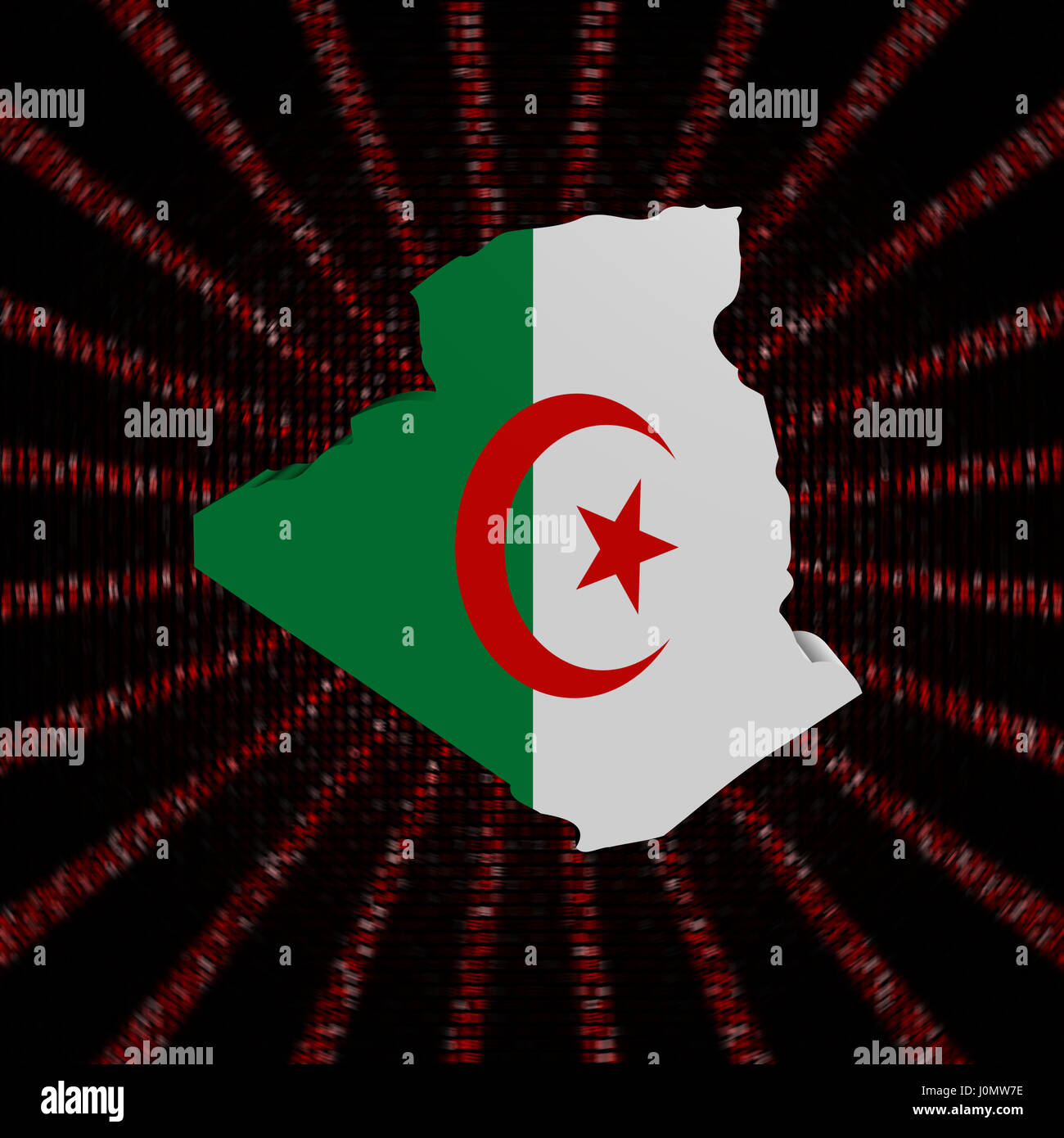 Algeria map flag on red hex code burst illustration Stock Photo - Alamy