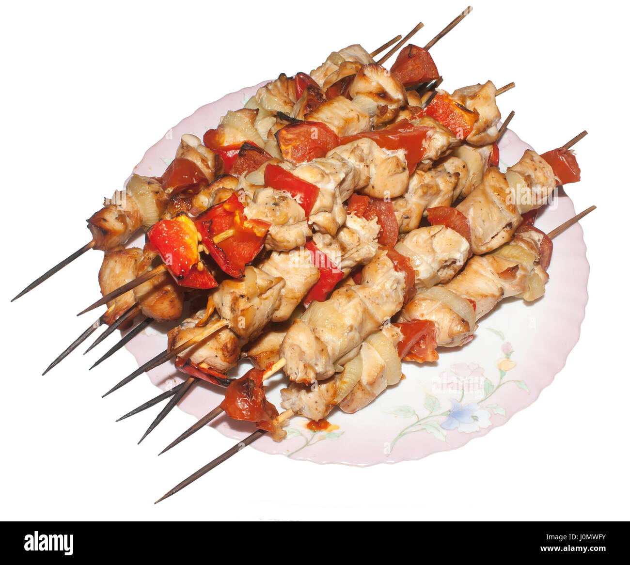 barbecue on plate isolated on white background Stock Photo - Alamy