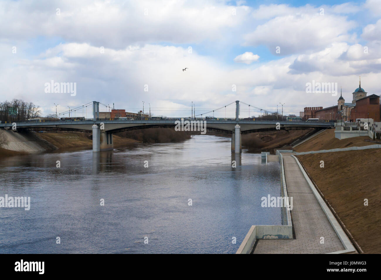 bridge over river urban landscape Stock Photo - Alamy