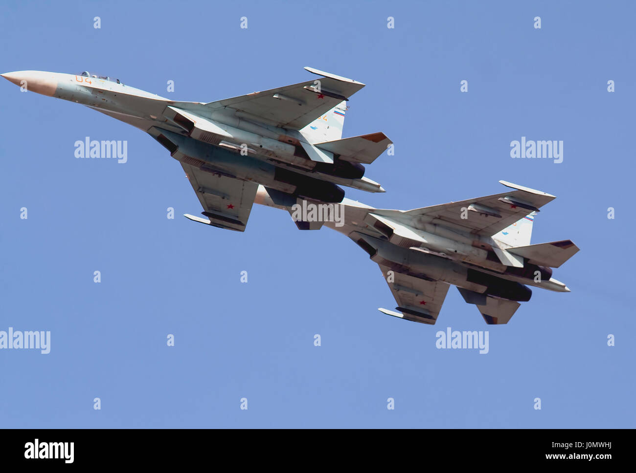 two russian fighters su-27 in flight Stock Photo - Alamy