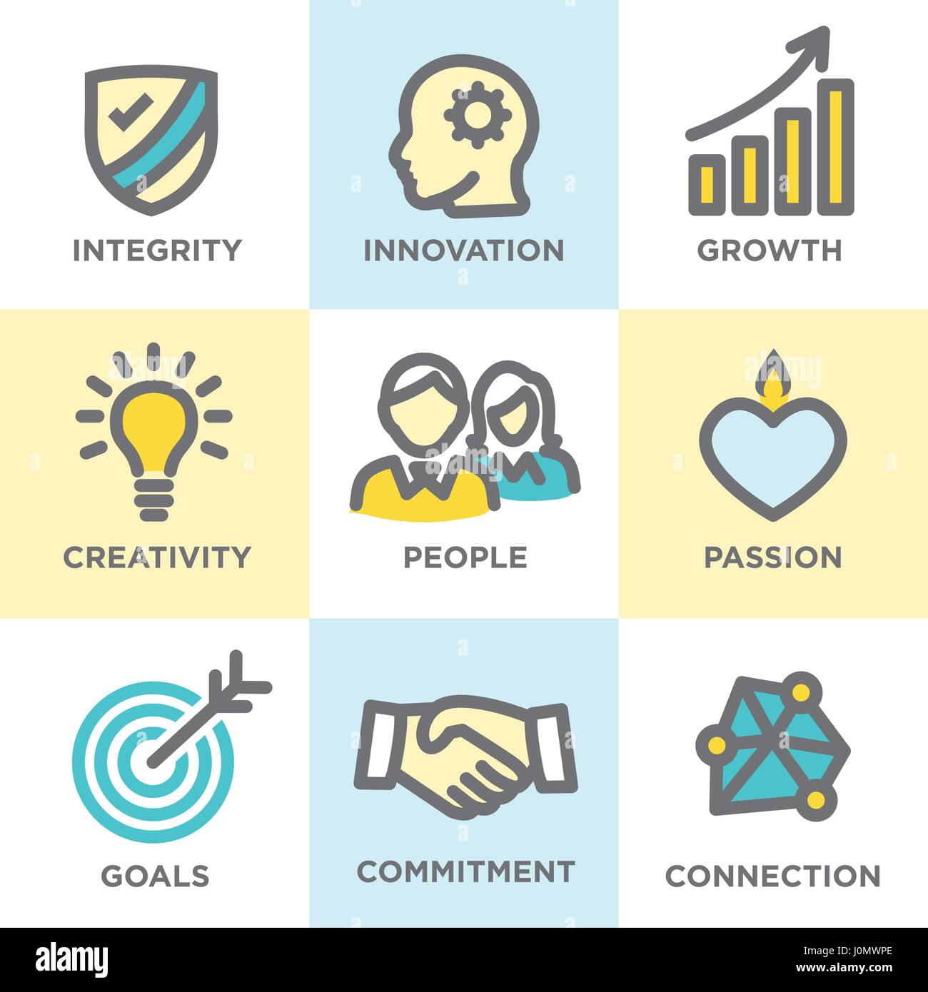 Company Core Values Outline Icons for Websites - Infographics Stock ...