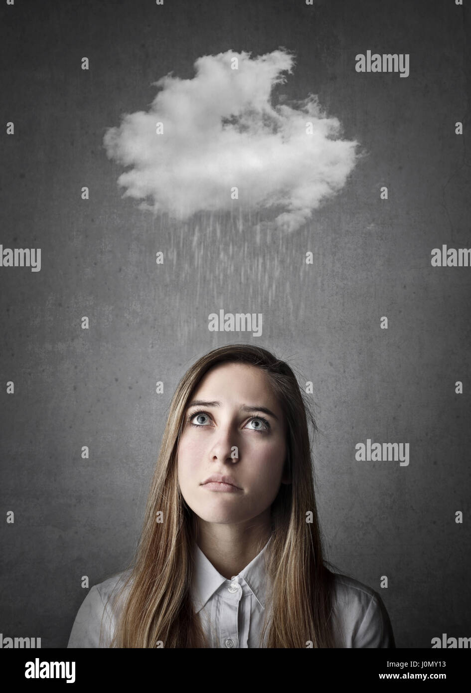 Dark cloud over her head hi-res stock photography and images - Alamy