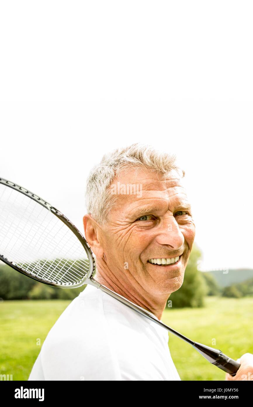 Senior man badminton racket hi-res stock photography and images - Alamy