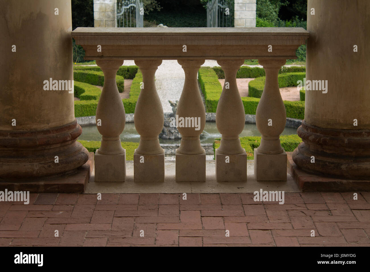 Classic stone balustrade with column close up Stock Photo - Alamy