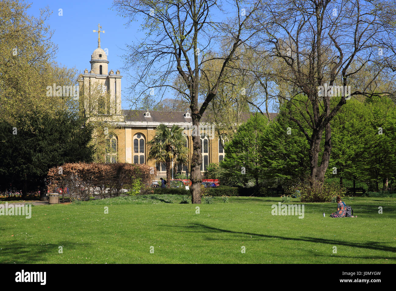 Bethnal Green Gardens, with St John on Bethnal Green church beyond, in ...