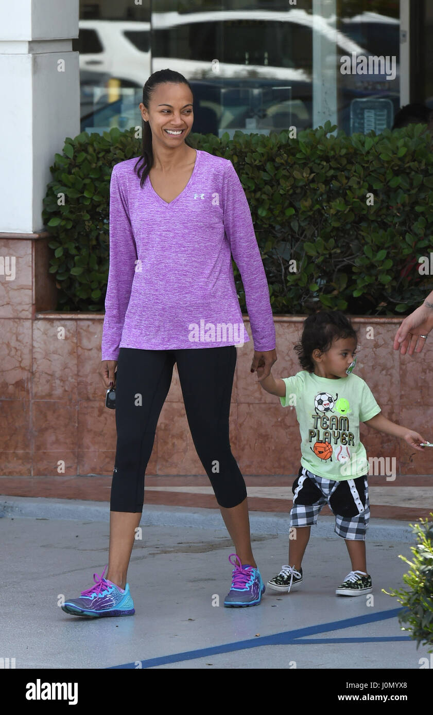 Zoe Saldana goes to Yogurtland with her family Featuring: Zoe Saldana ...