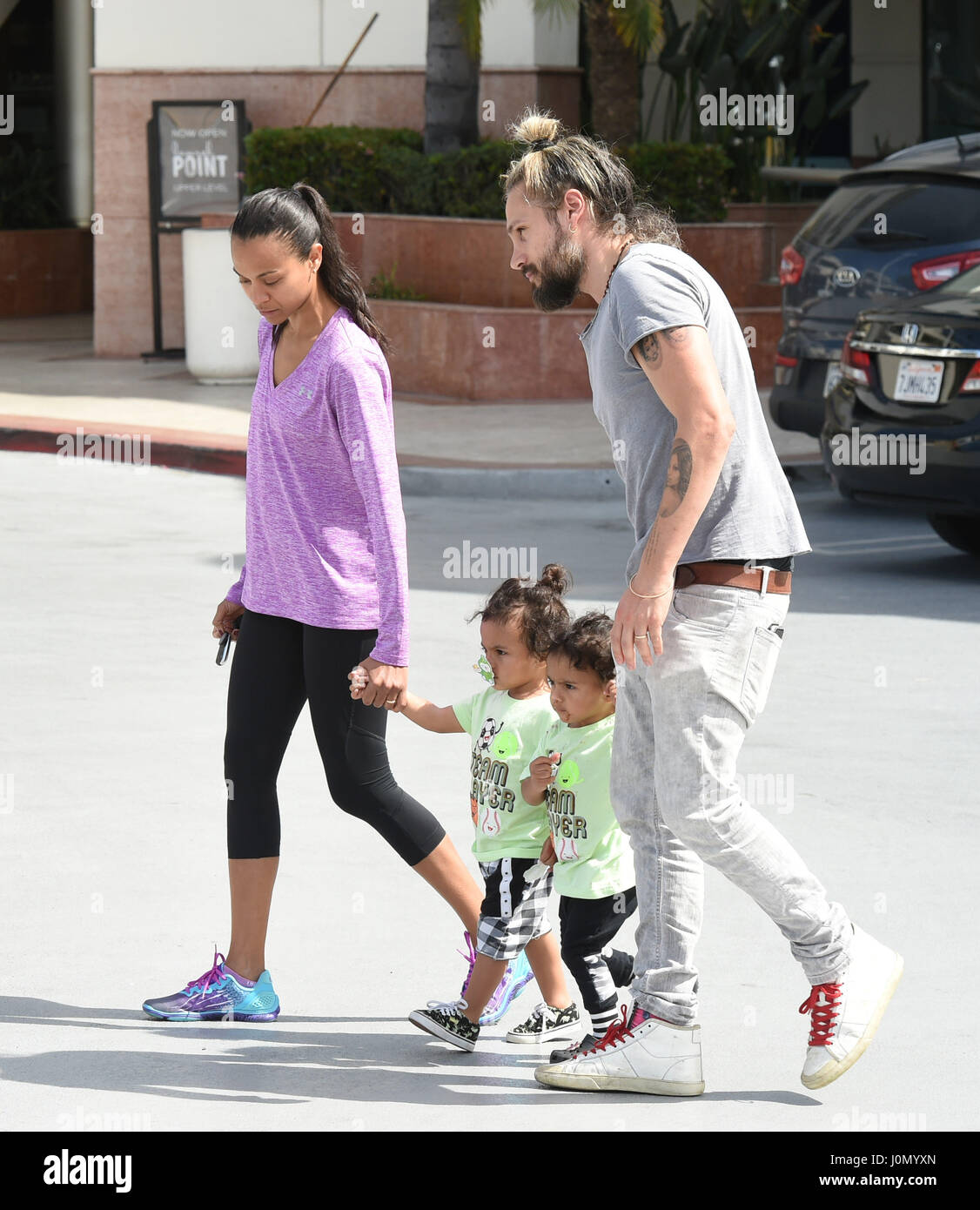 Zoe Saldana goes to Yogurtland with her family Featuring: Zoe Saldana ...