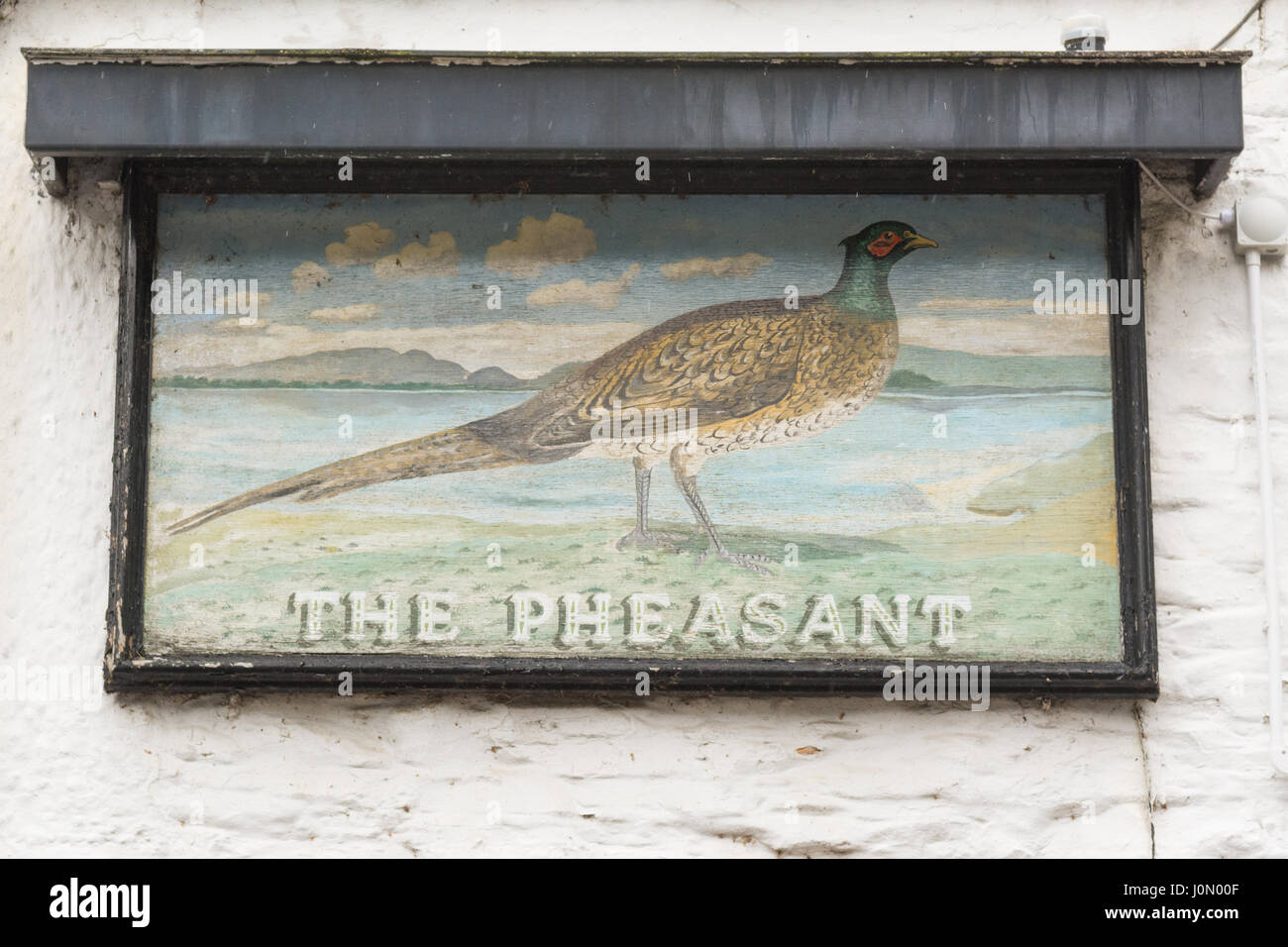 The Pheasant Inn sign, Bassenthwaite, Cumbria, Lake District, England ...