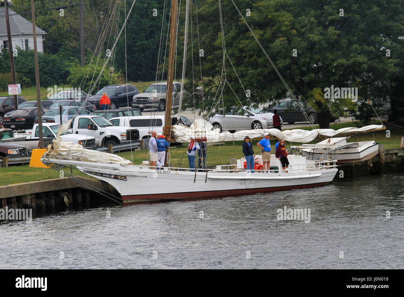 Skipjack Helen Virginia (53) and Ida May prepare to get underway for the annual Skipjack Race in ...