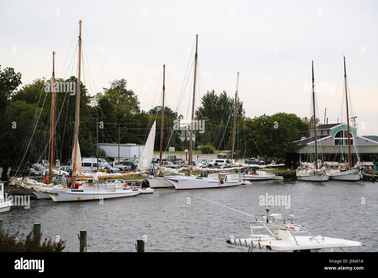 Skipjacks preparing for annual Skipjack race in Cambridge, MD Stock ...