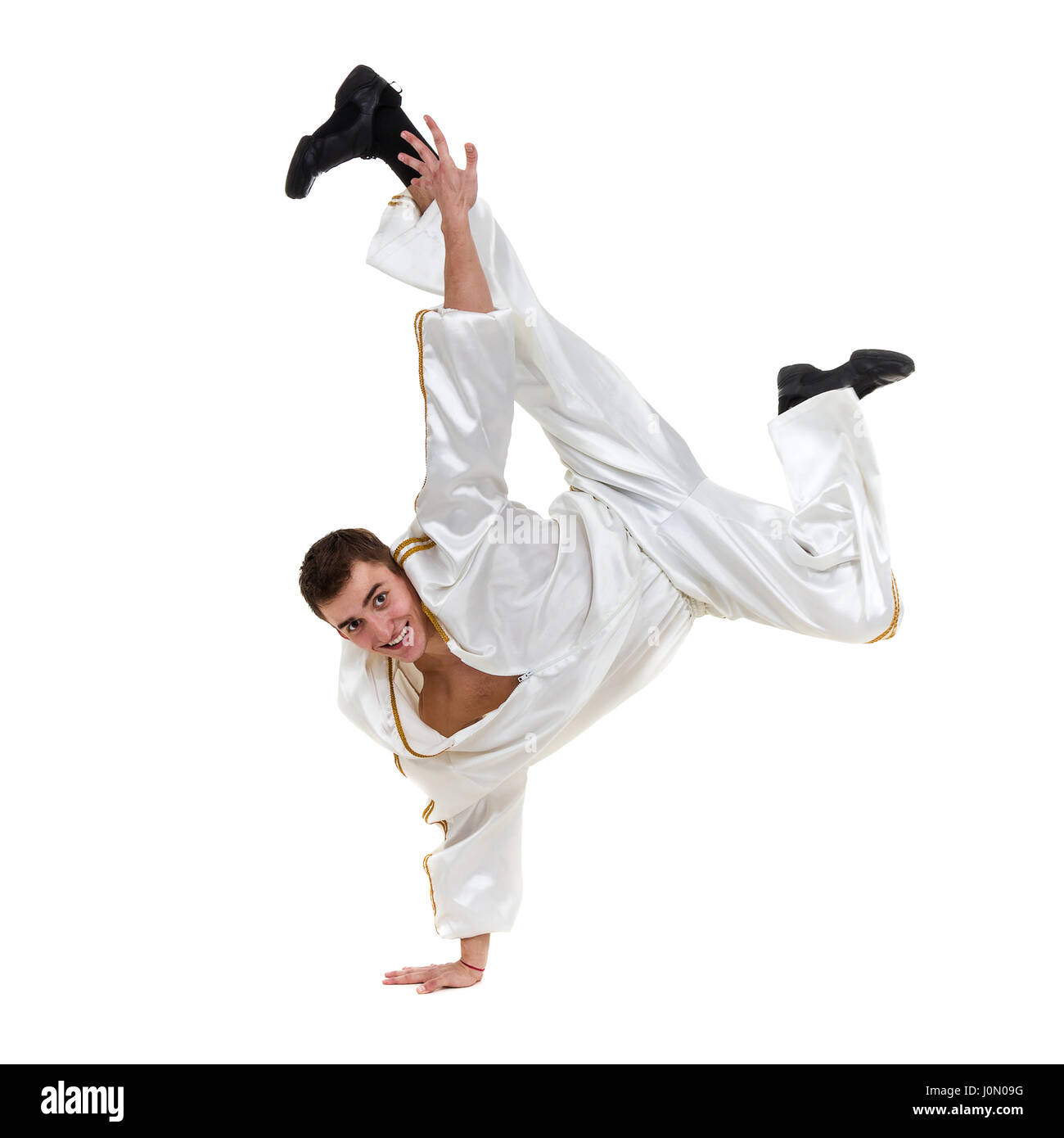 Disco dancer showing some movements against isolated white Stock Photo ...
