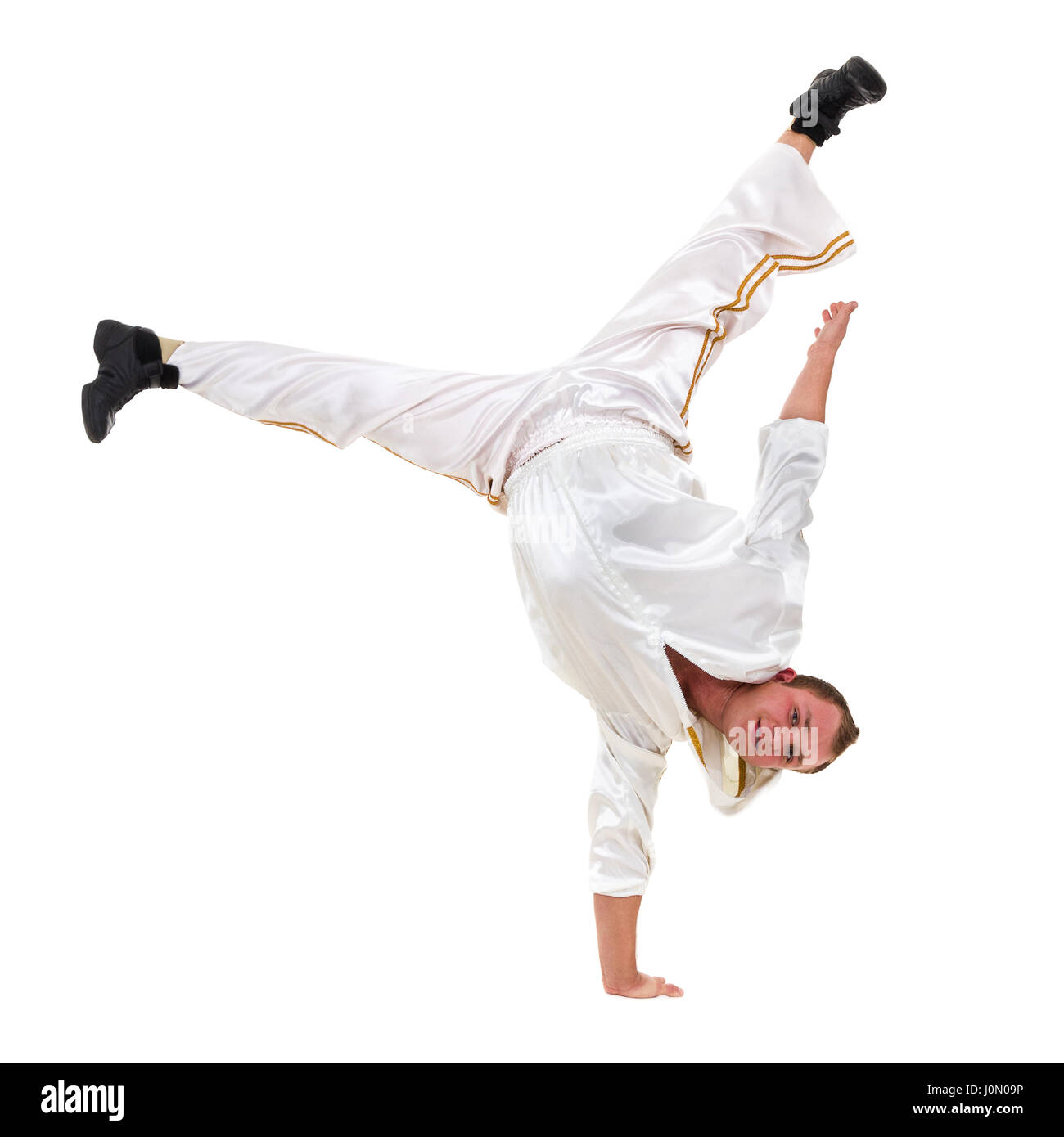 Disco dancer showing some movements against isolated white Stock Photo ...