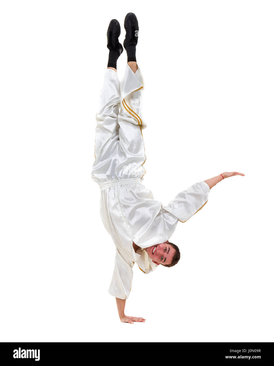 Disco dancer showing some movements against isolated white Stock Photo ...