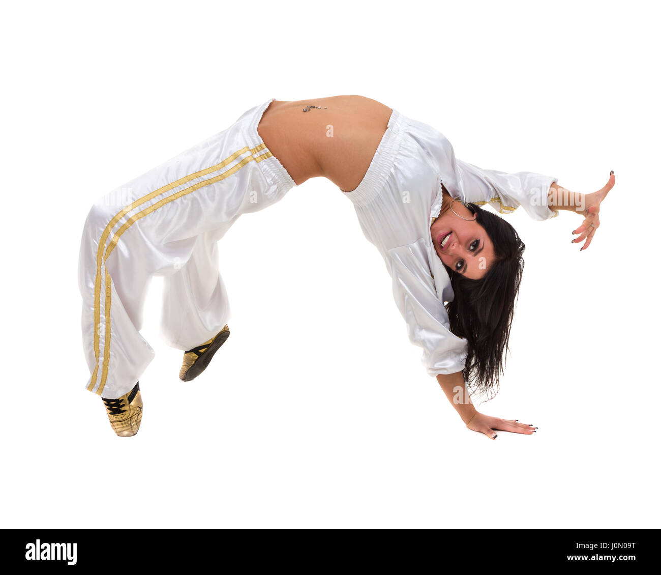 Disco dancer showing some movements against isolated white Stock Photo ...