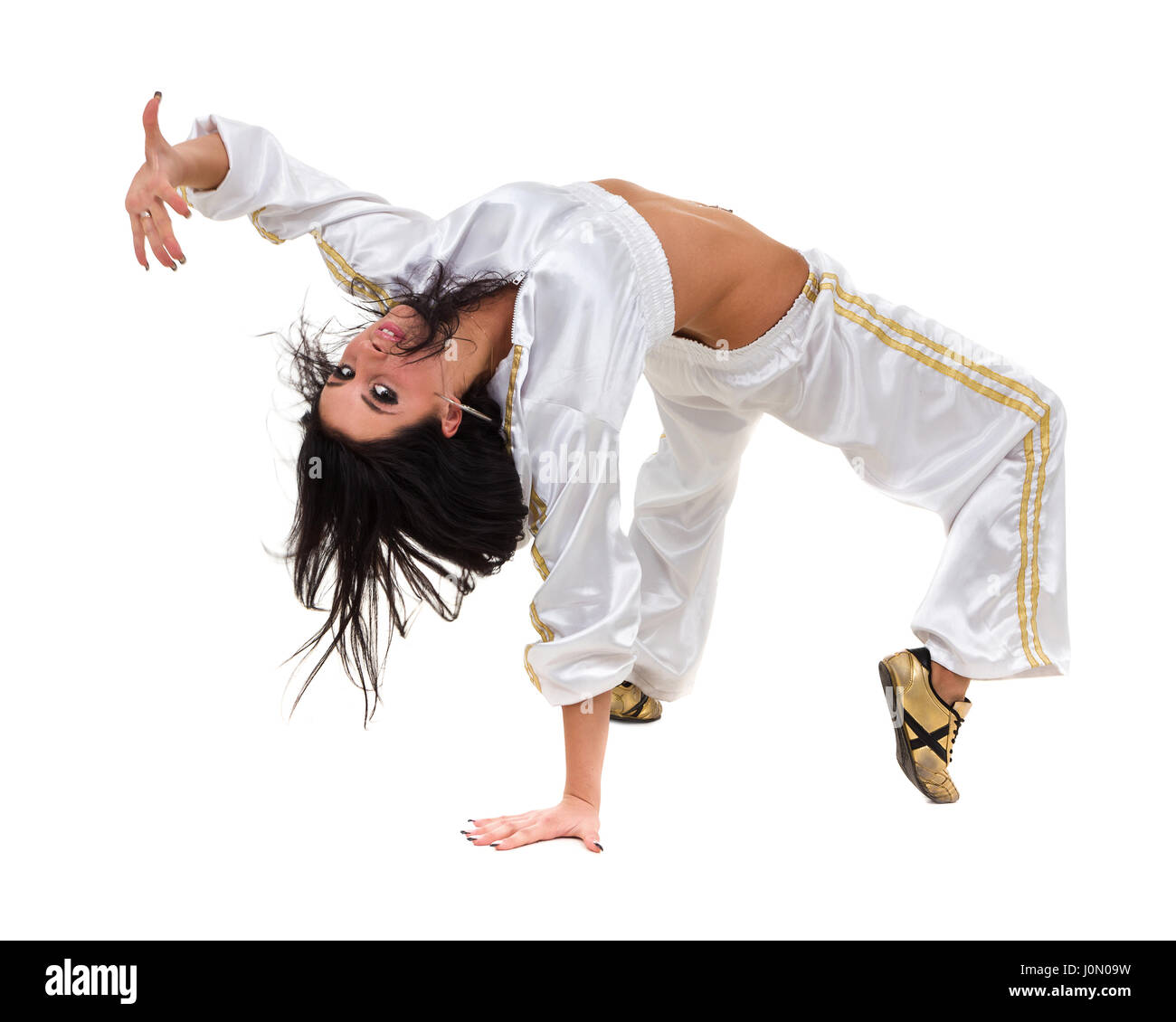 Disco dancer showing some movements against isolated white Stock Photo ...
