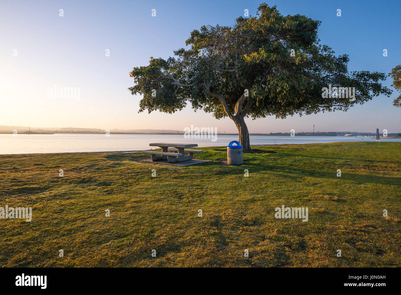 Early morning at Crown Shores Point Park with a view of Mission Bay in ...