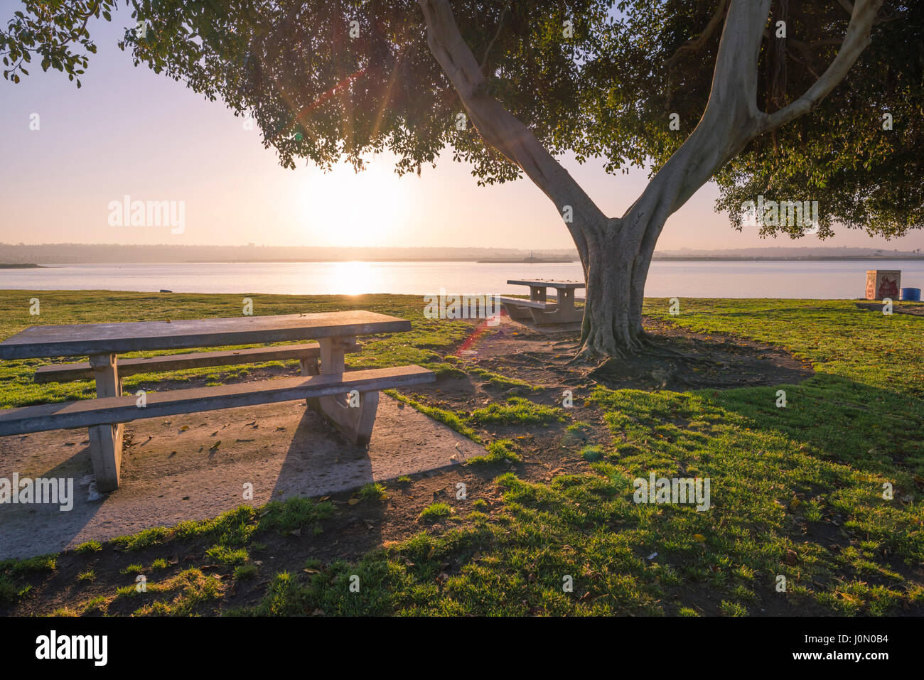 Early morning at Crown Shores Point Park with a view of Mission Bay in ...