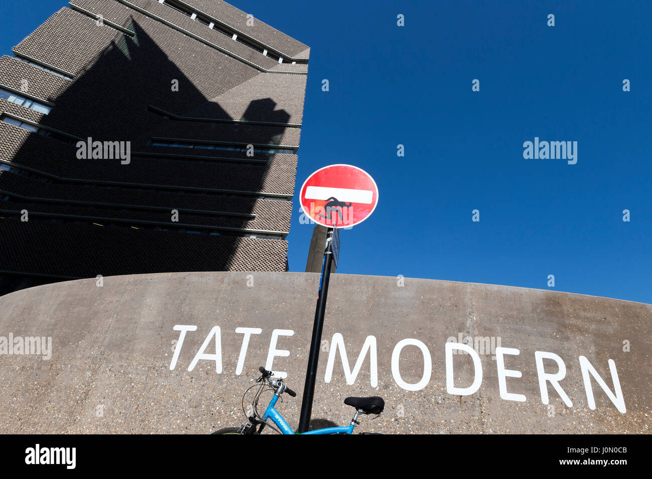 Graffiti on a No Entry street sign outside The Switch House a ten ...