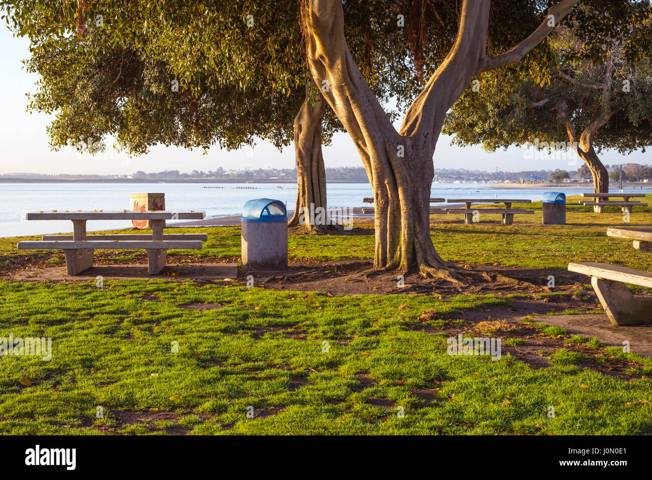 Early morning at Crown Shores Point Park with a view of Mission Bay in ...