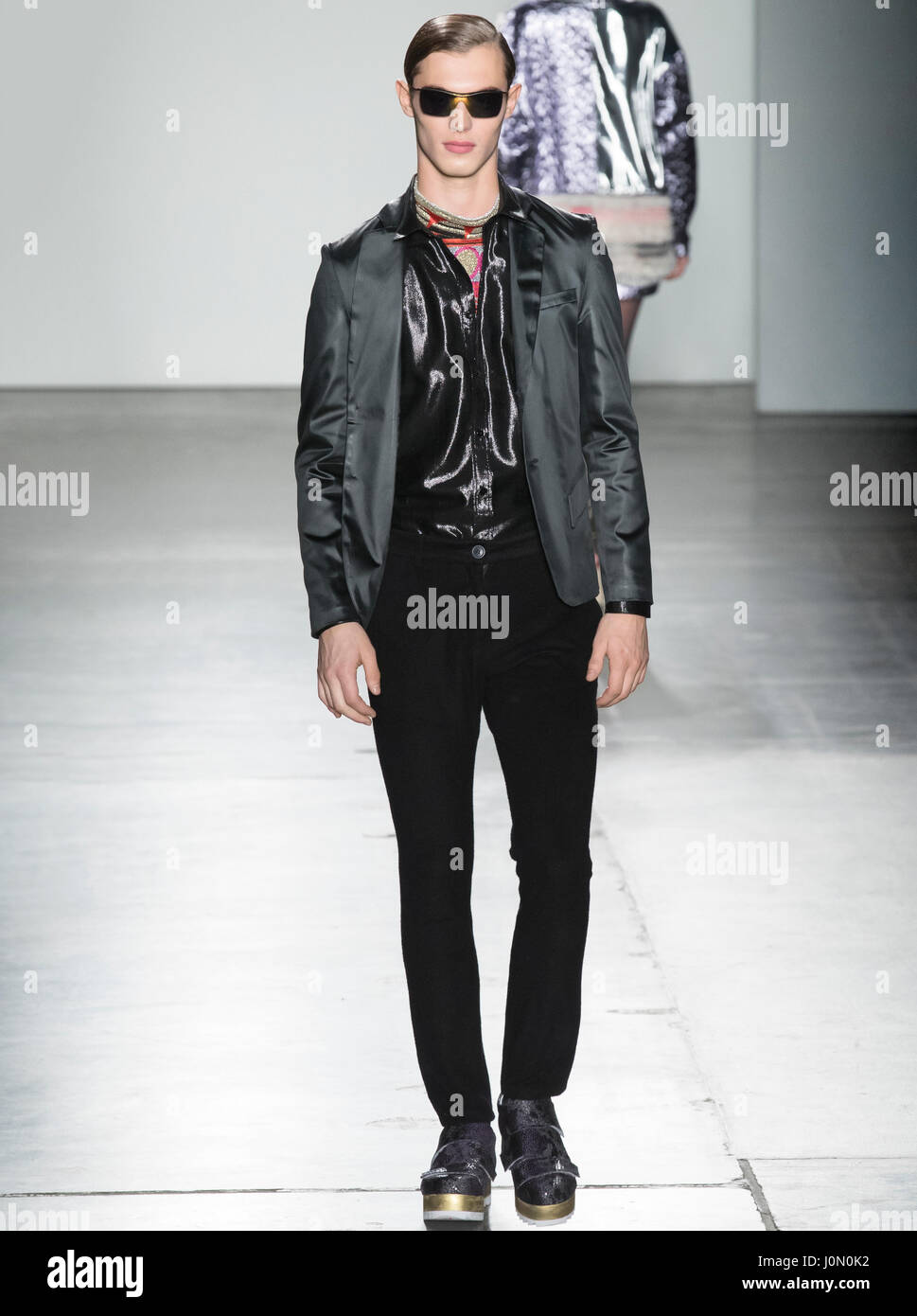 NEW YORK, NY - FEBRUARY 12, 2017: Kit Butler walks the runway at the ...