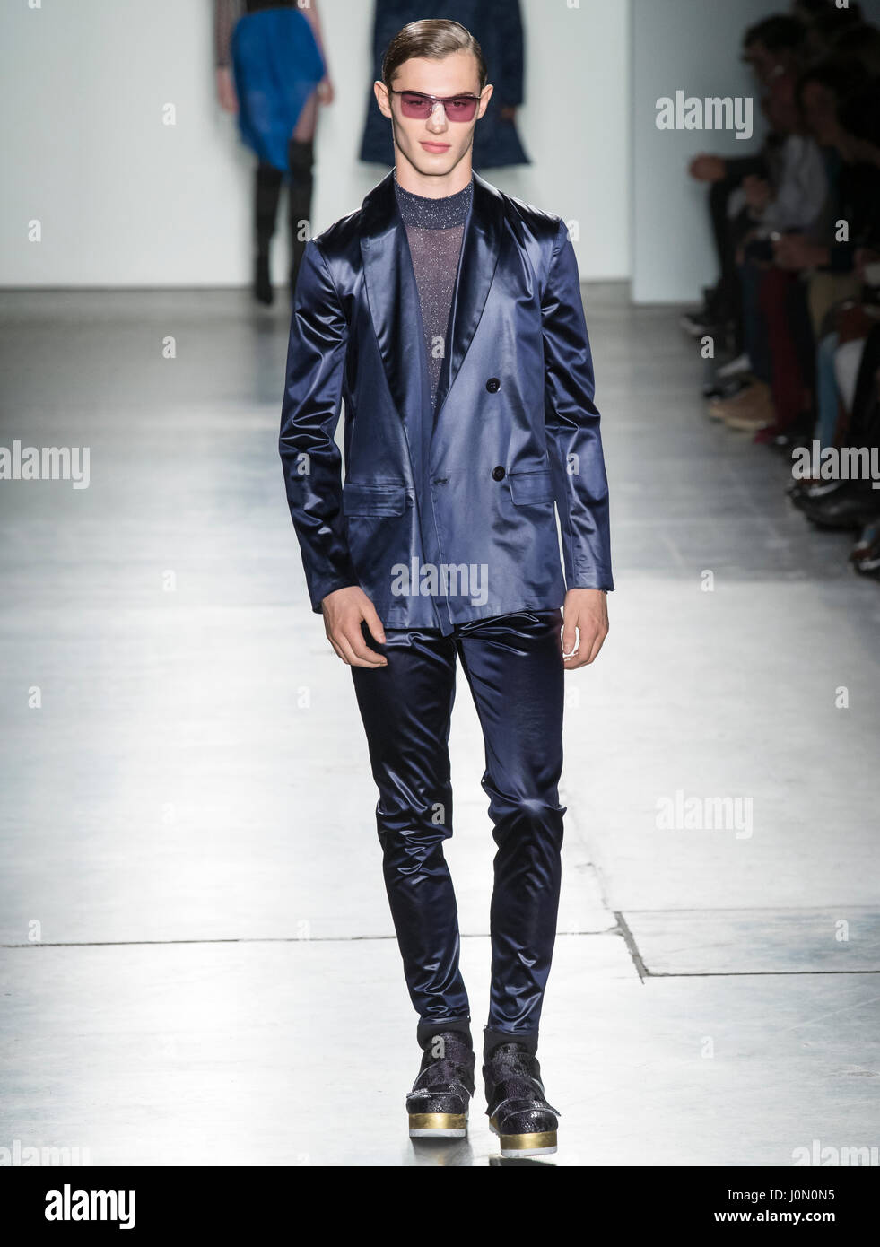 NEW YORK, NY - FEBRUARY 12, 2017: Kit Butler walks the runway at the ...