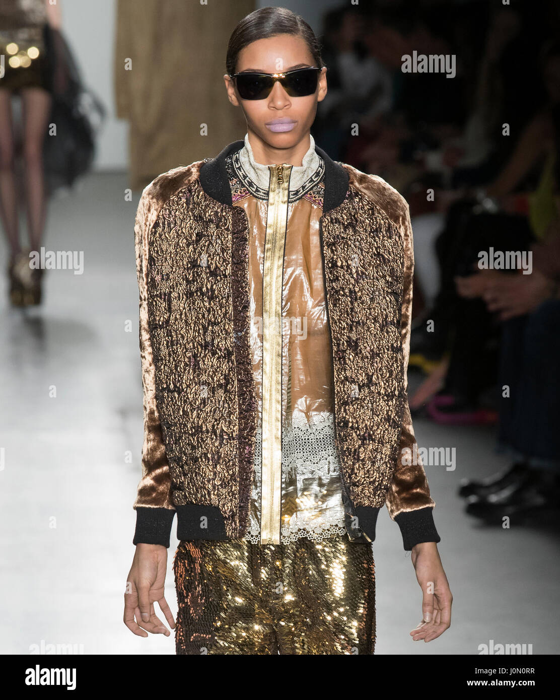 NEW YORK, NY - FEBRUARY 12, 2017: Jaene Symone walks the runway at the ...