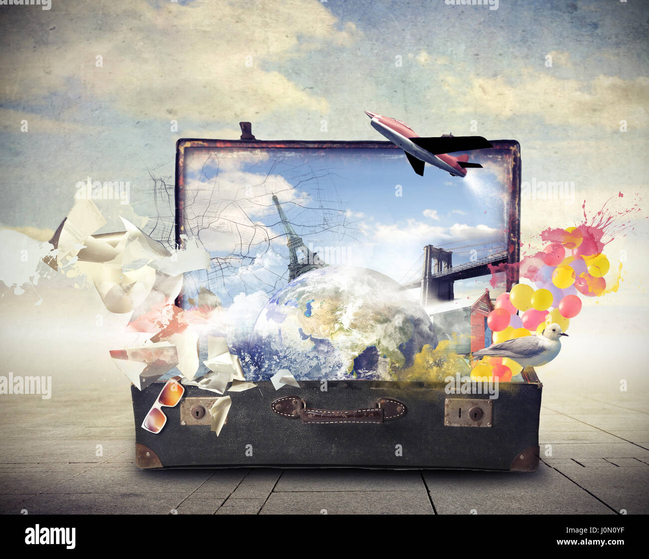 Luggage full of fun and colors Stock Photo - Alamy