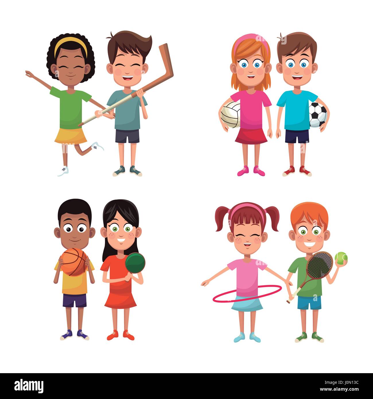 Boy girl cartoon soccer player hi-res stock photography and images - Alamy