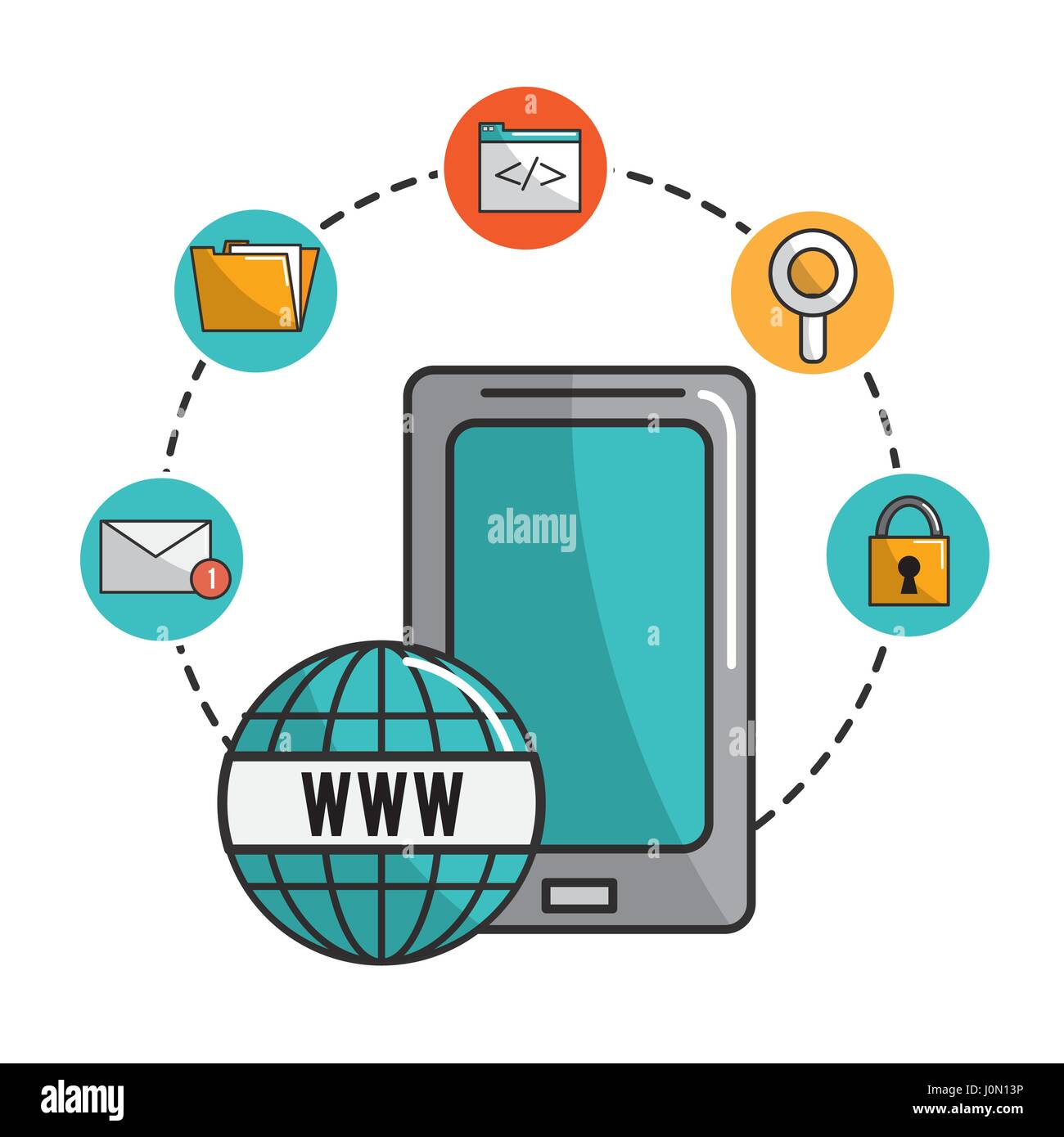 smartphone with global connect service data Stock Vector Image & Art ...